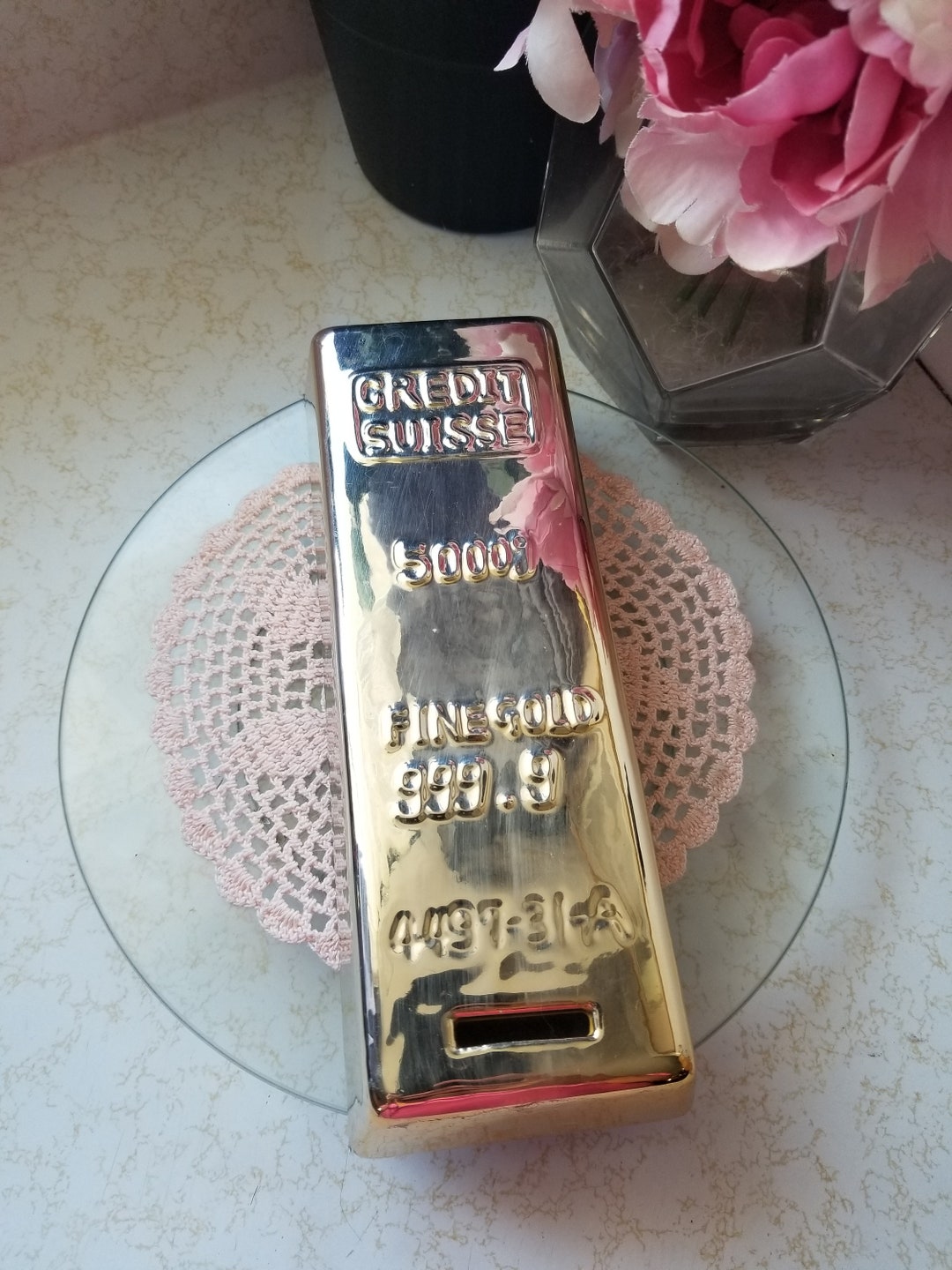 Vintage Ceramic Gold Coin Bank Gold Bar Savings Bank Made in Taiwan ...