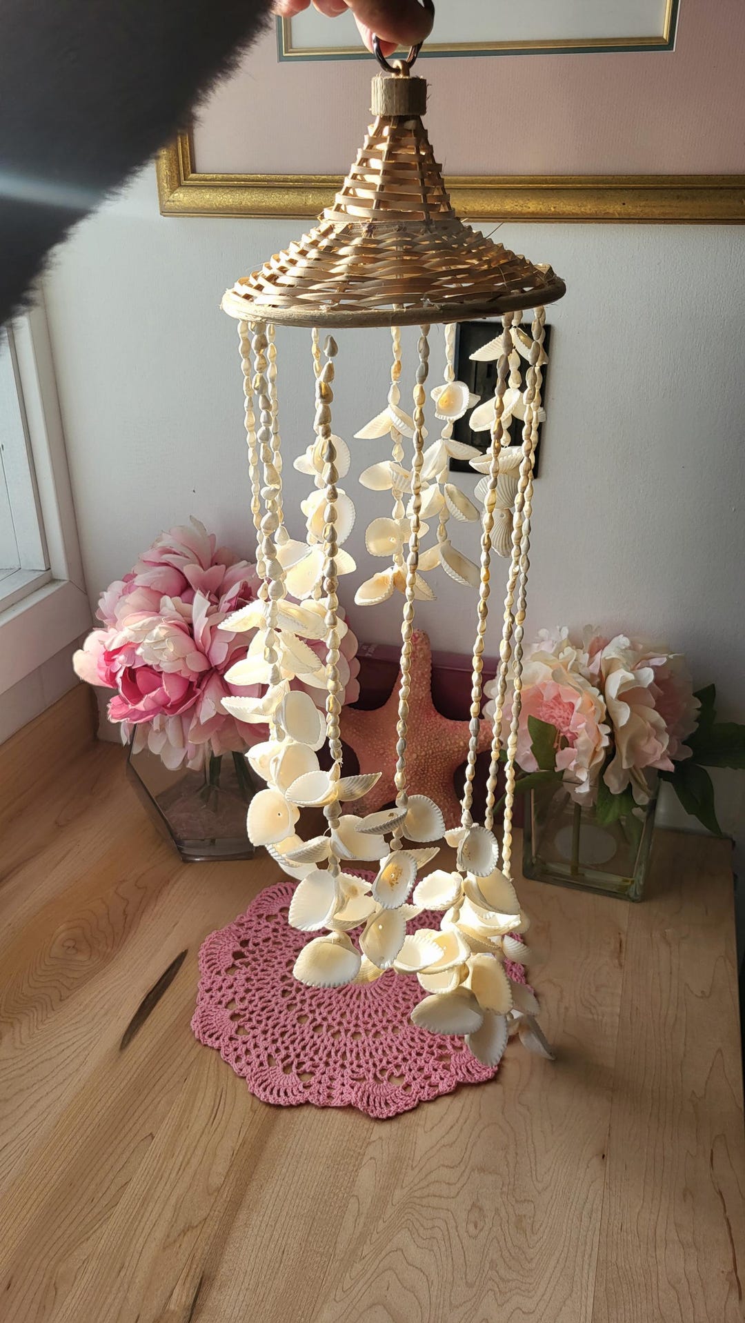 Vintage Seashell Wall Hanging -coastal Chic Wall Decor - Bohemian ...