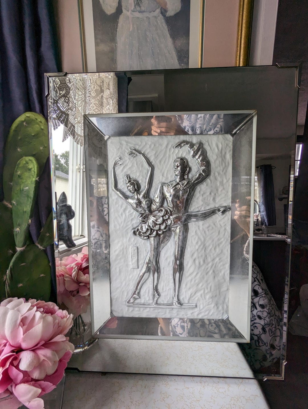 Vintage 80's Mirrored Box Frame With Ballerinas Hollywood Regency Art ...