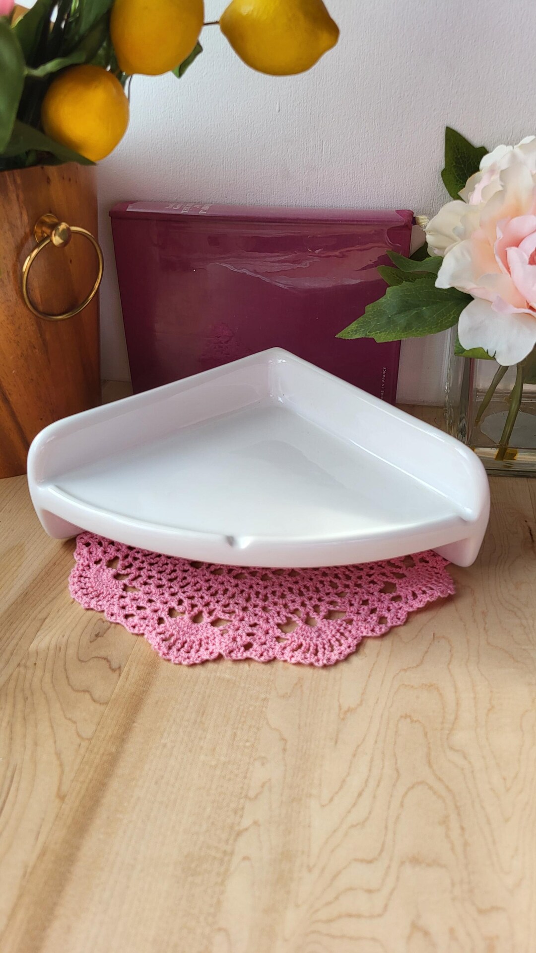 Bright White Ceramic Corner Shower Shelf Ledge Medium 7" - Etsy