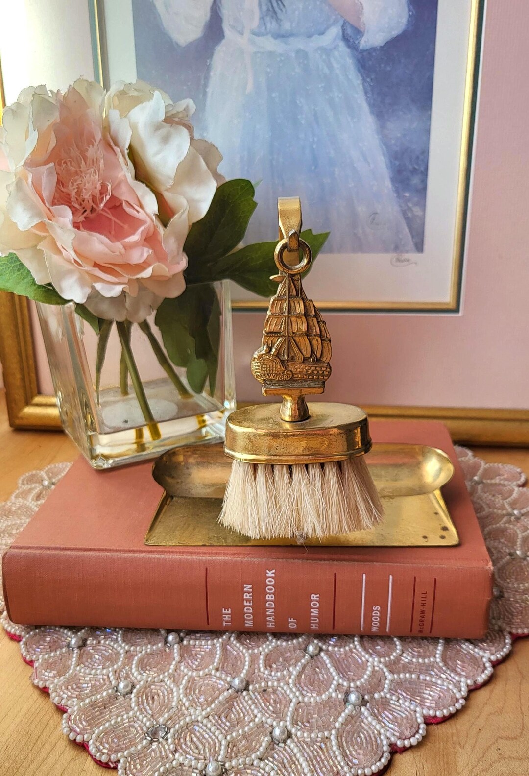 Vintage Antique Brass Silent Butler Crumb Catcher Scraper Metal Table ...