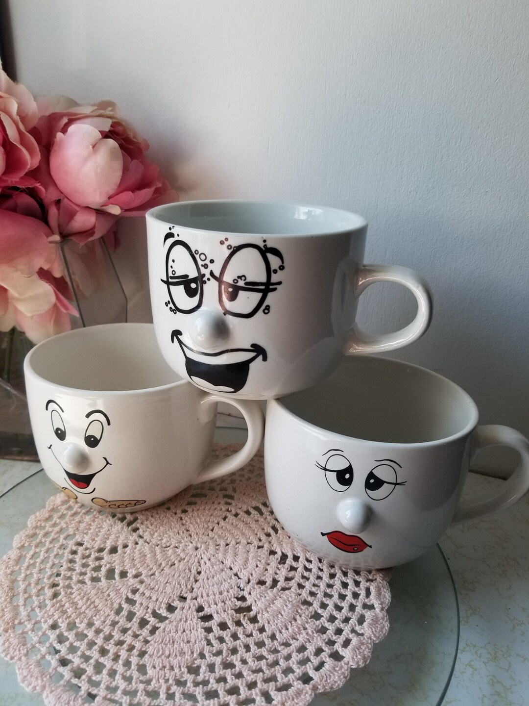 Vintage 90s, Sculpted Face Mugs, Nose Mugs, 3D Mugs Cups Set of 3 - Etsy
