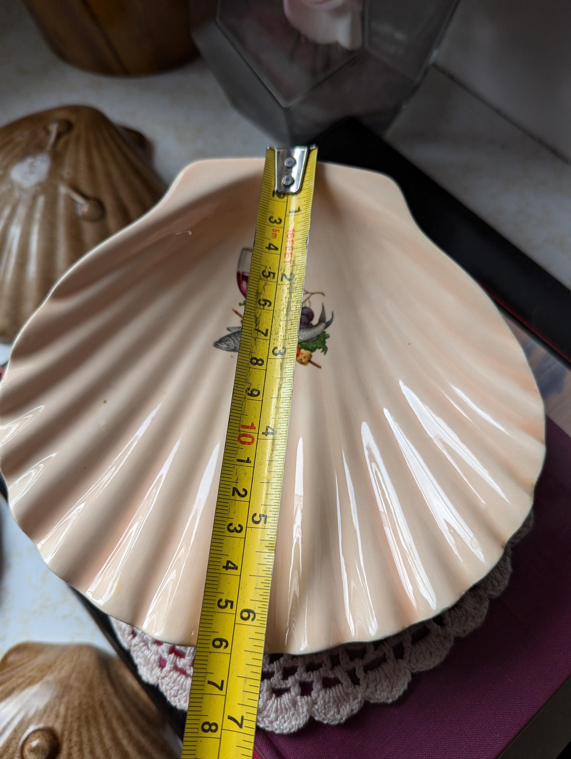 Vintage 4 Clam Shell Shaped Ceramic Bowls/ Plates Rare Color Soft Pink ...