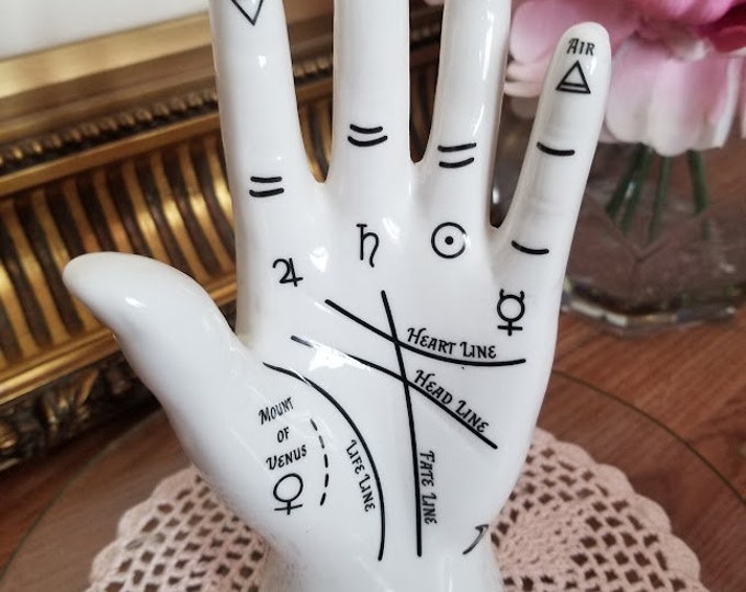 Chiromancy Hand Figurine, Palmistry Hand, White and Black - Etsy