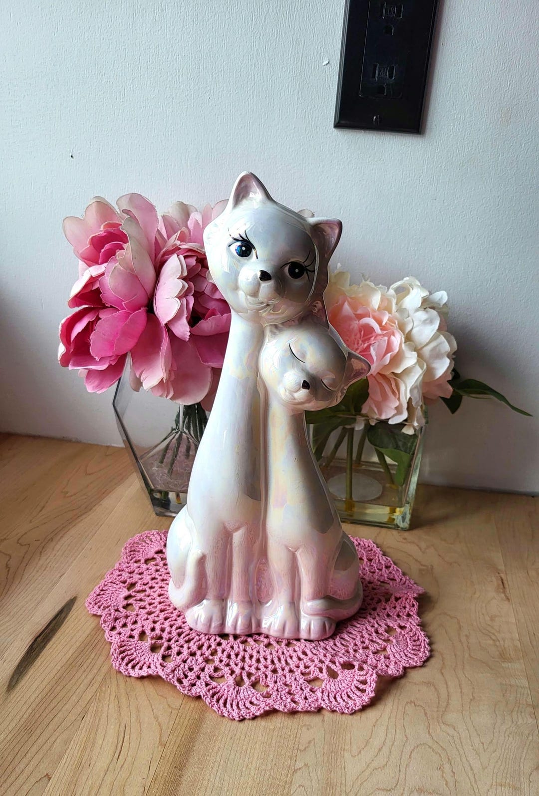 Vintage MCM Iridescent Pink Siamese Cat Piggy Bank Coin Bank Made in ...