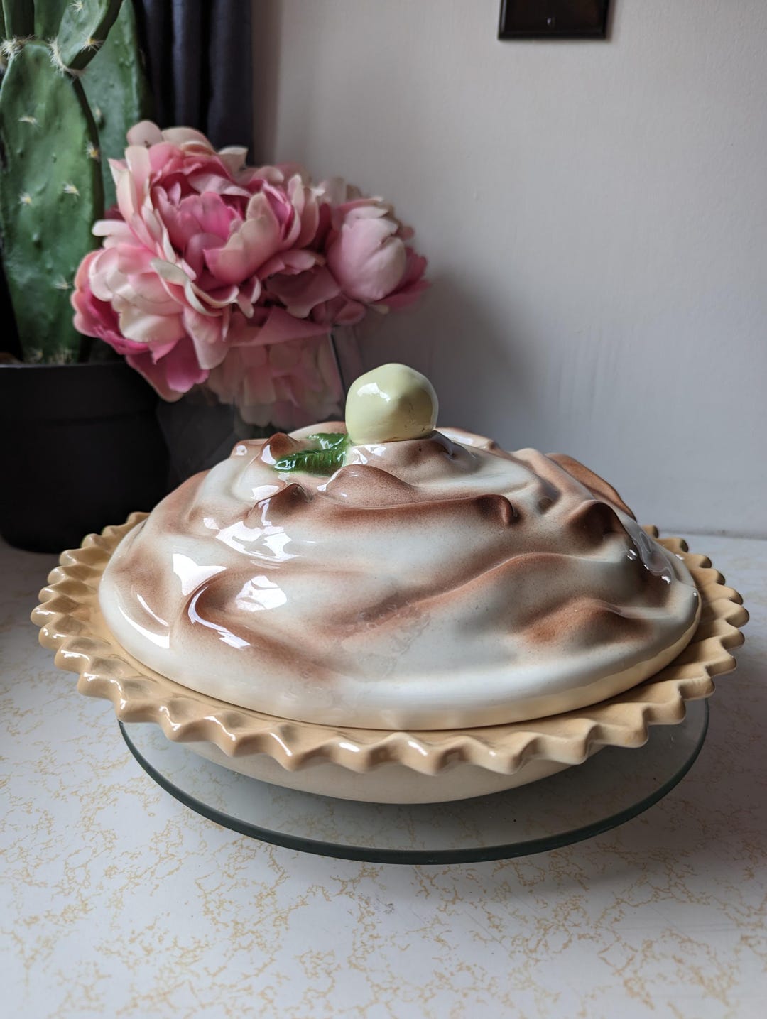 Vintage Lemon Meringue Pie Keeper Plat à Tarte Couvert, Support à ...