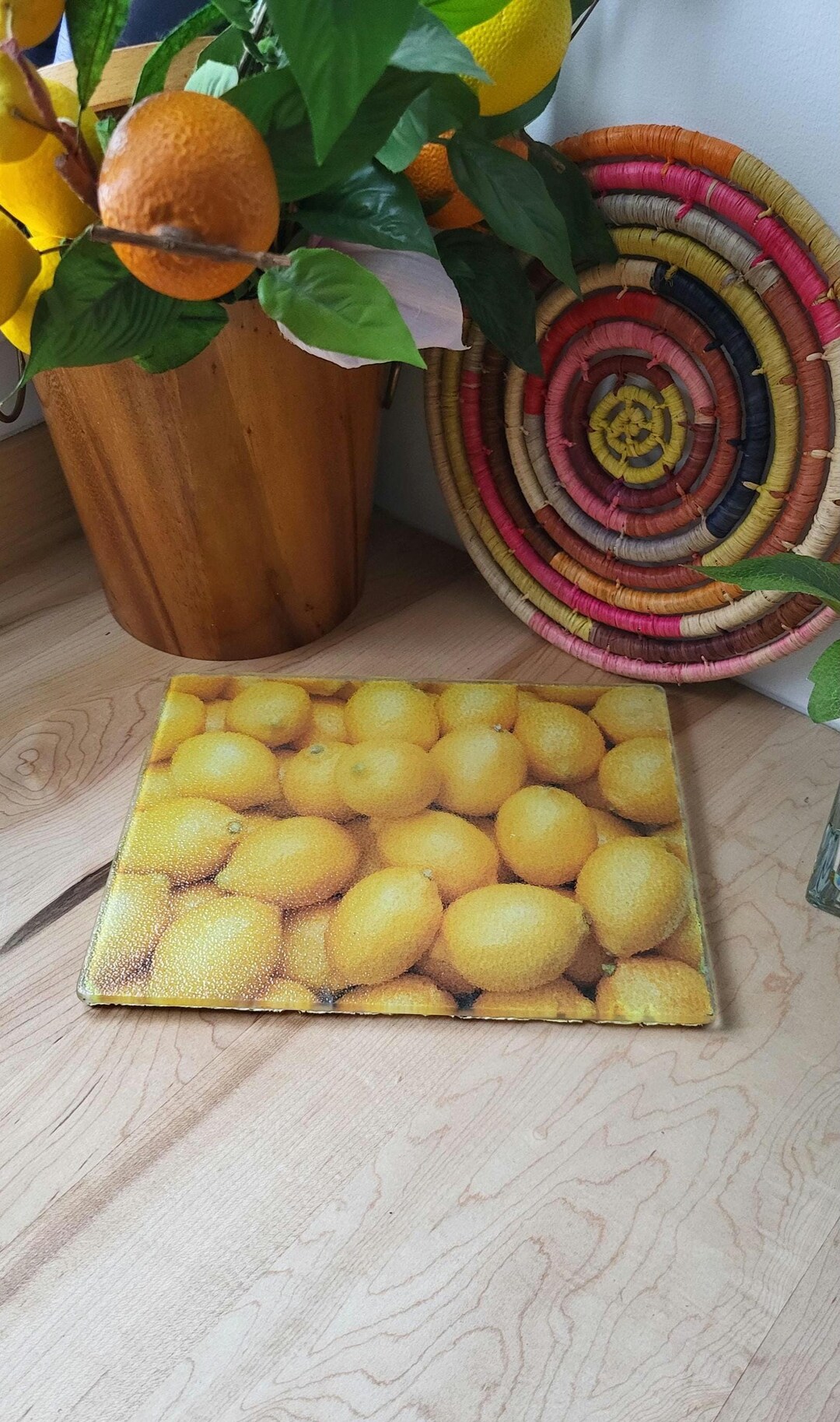 Vintage Summer Lemon Frosted Glass Center Table, Under Plates ...