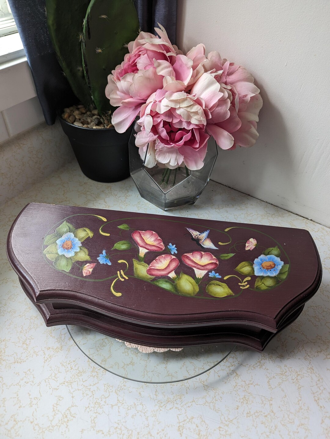 Hand Painted Floral Wooden Box With Lid, Bentwood Box,folk Art, Box ...