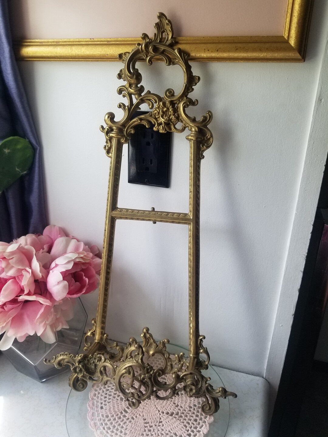 Vintage French Brass Easel Frame for Painting 21" - Etsy