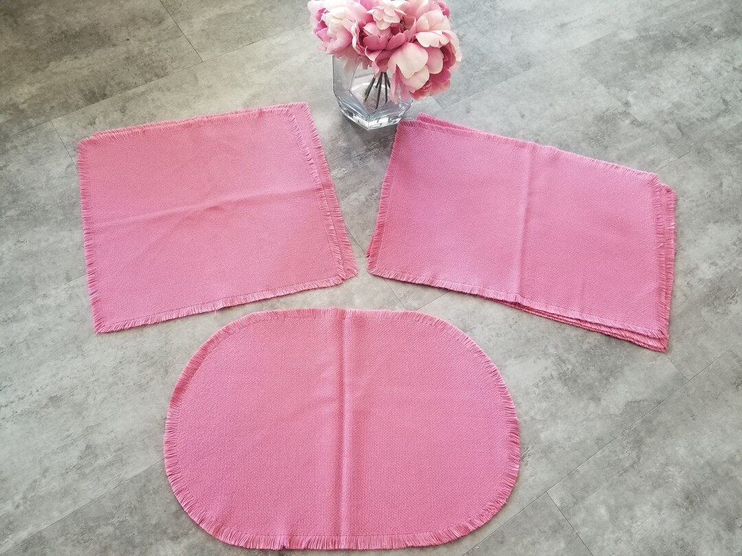 Vintage Set of 6 Pink Mauve Doily Placemat Mismatched Forms Mat Table ...