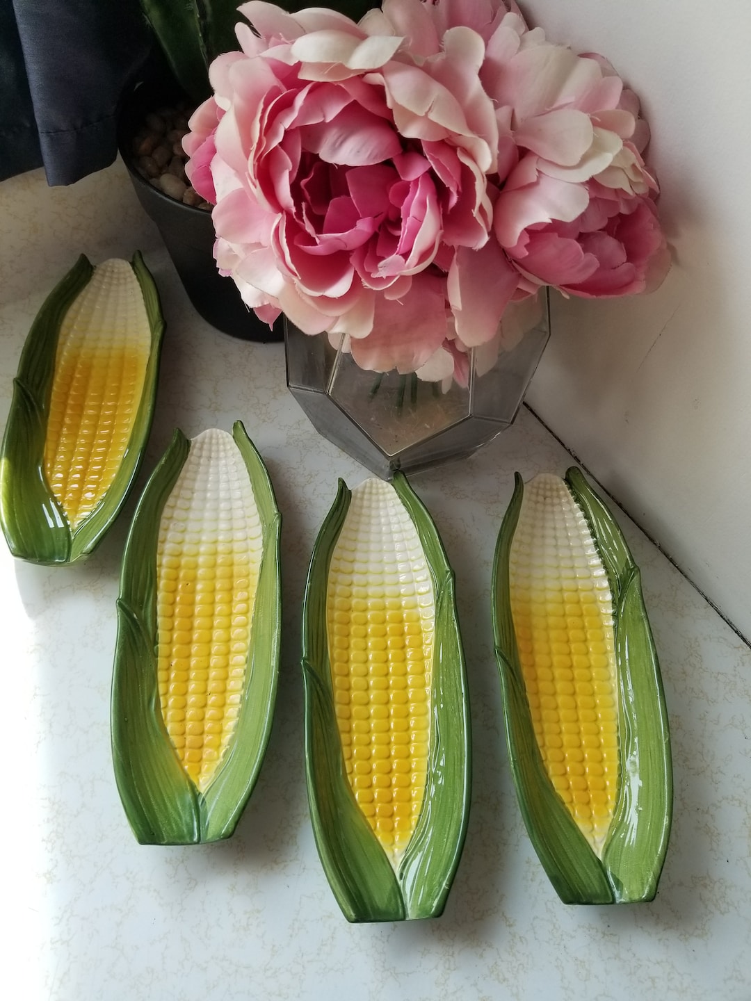 Vintage 1980s Corn on the Cob Plates, Vintage Serving Dishes, Set of 4 ...