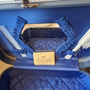 Vintage Monarch Blue Train Case Retro Small Luggage Carry on Cosmetic ...