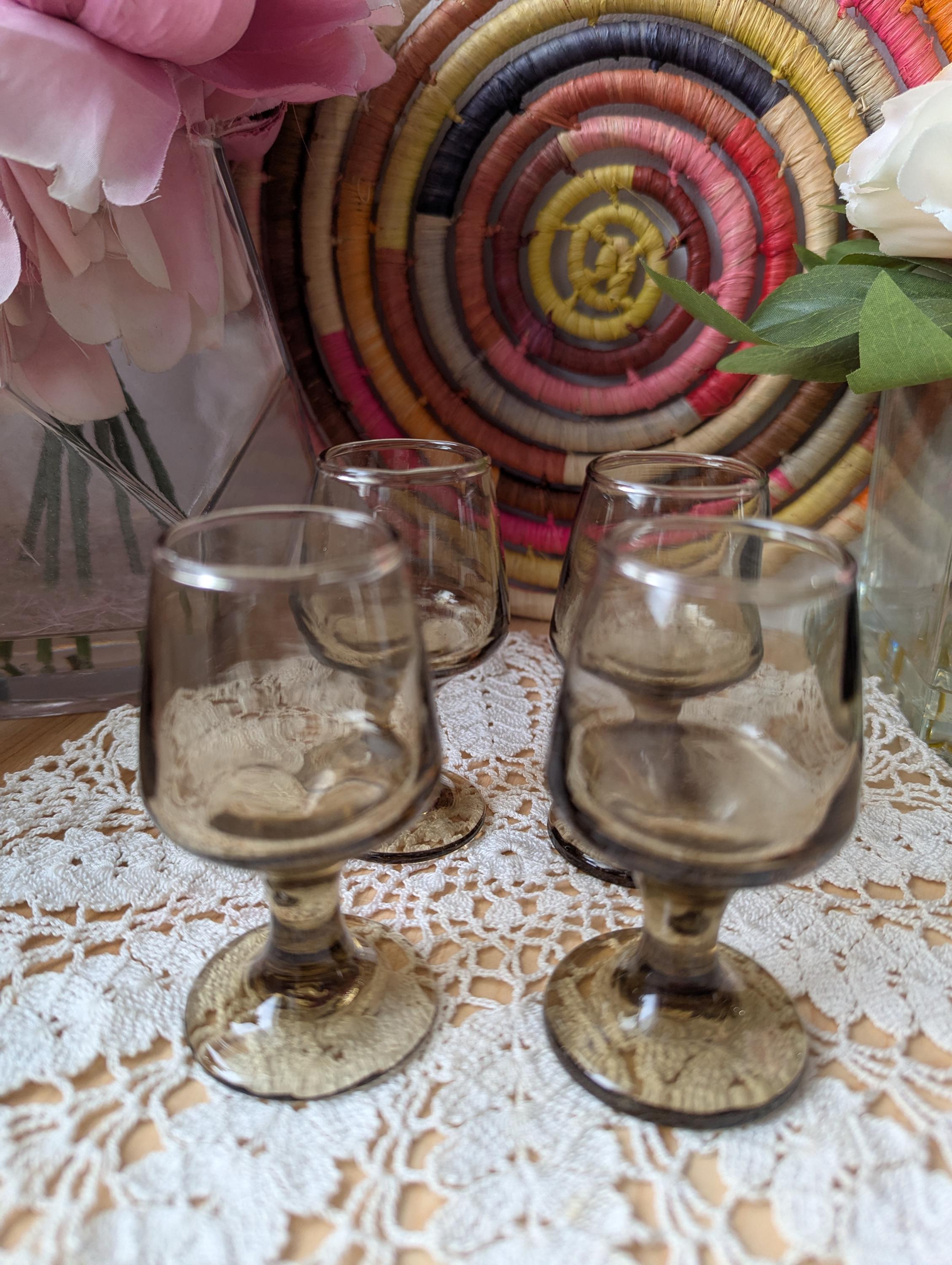 Vintage Libbey Smoked-amber Goblets Lot De 4 Verres à Vin Bruns ...