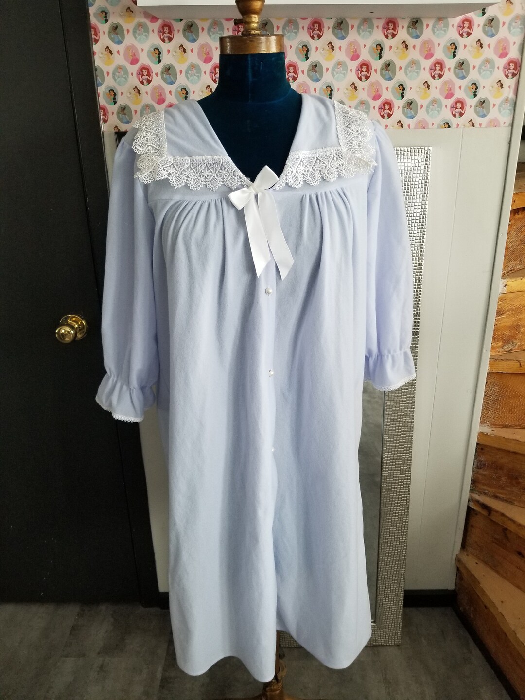 Vintage sentiment Elegant Light Blue Nightgown, Puritan Collar Trimmed ...