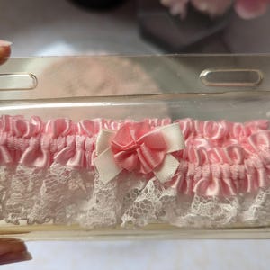 Vintage NOS Elastic Ruffled Lace, White Lace With Pink Ribbon, Apparel ...