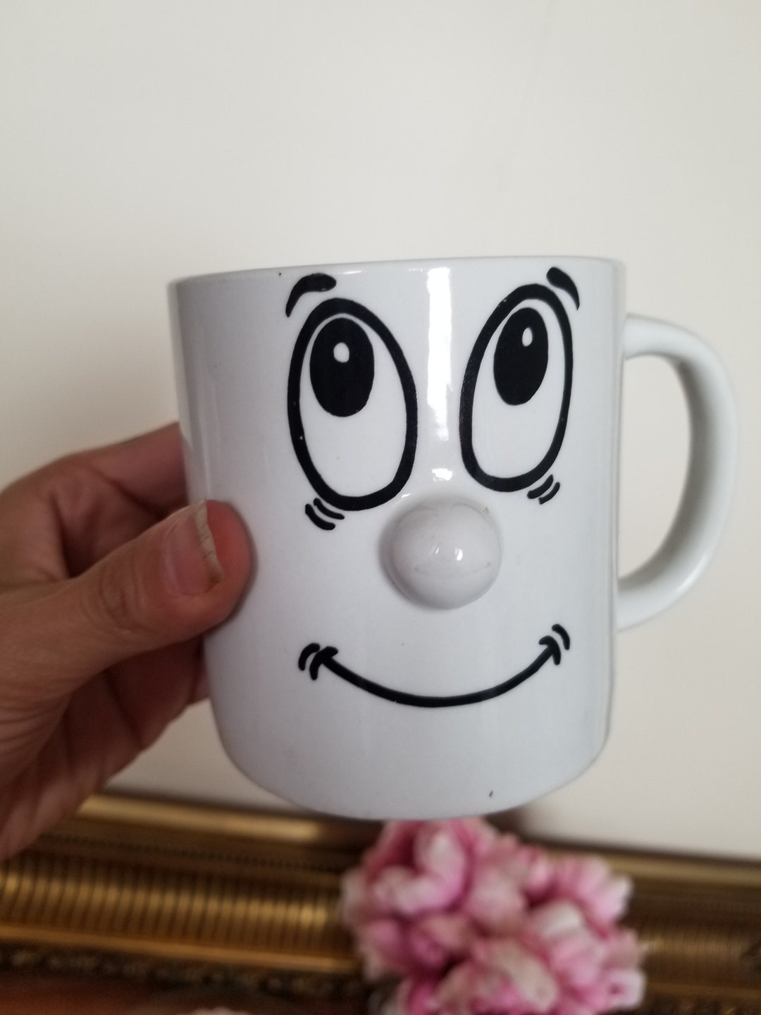 Vintage 3D Nose Mug Squinty Happy Tired Shy Mug Ceramic - Etsy