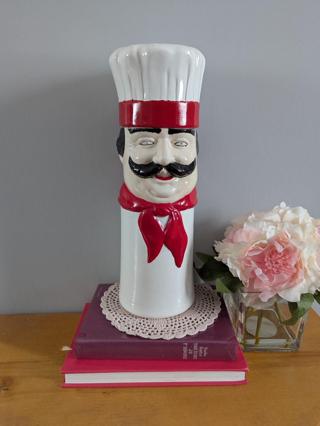 Vintage Pasta Container Italian Chef Pasta Holder Ceramic Pasta Keeper ...