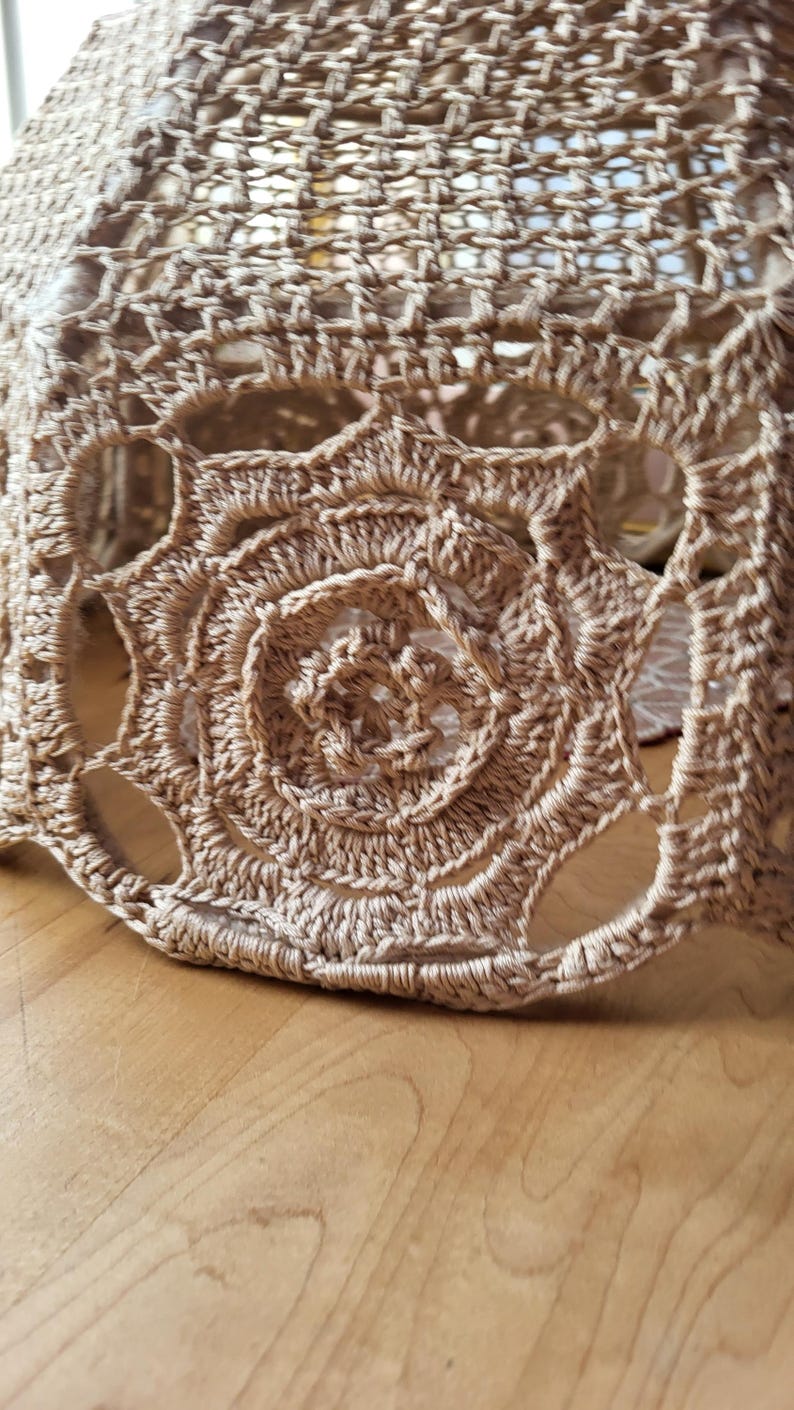 Vintage Real 70's Macrame With Big Roses Lampshade Tiffany Shapped - Etsy