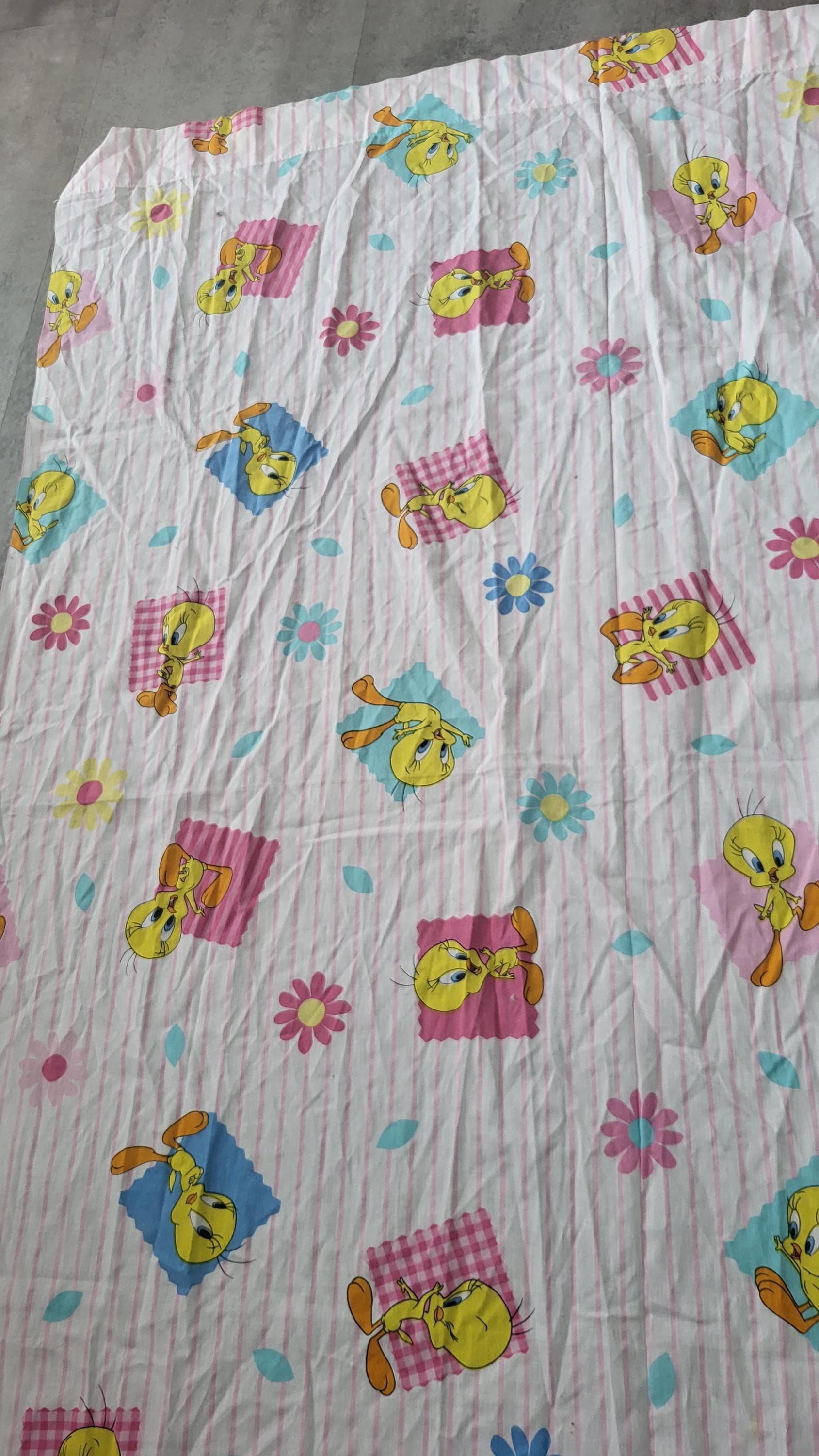 Vintage Pink Warner Bros Tweety Bird Looney Tunes Flat Simple Bed Sheet ...