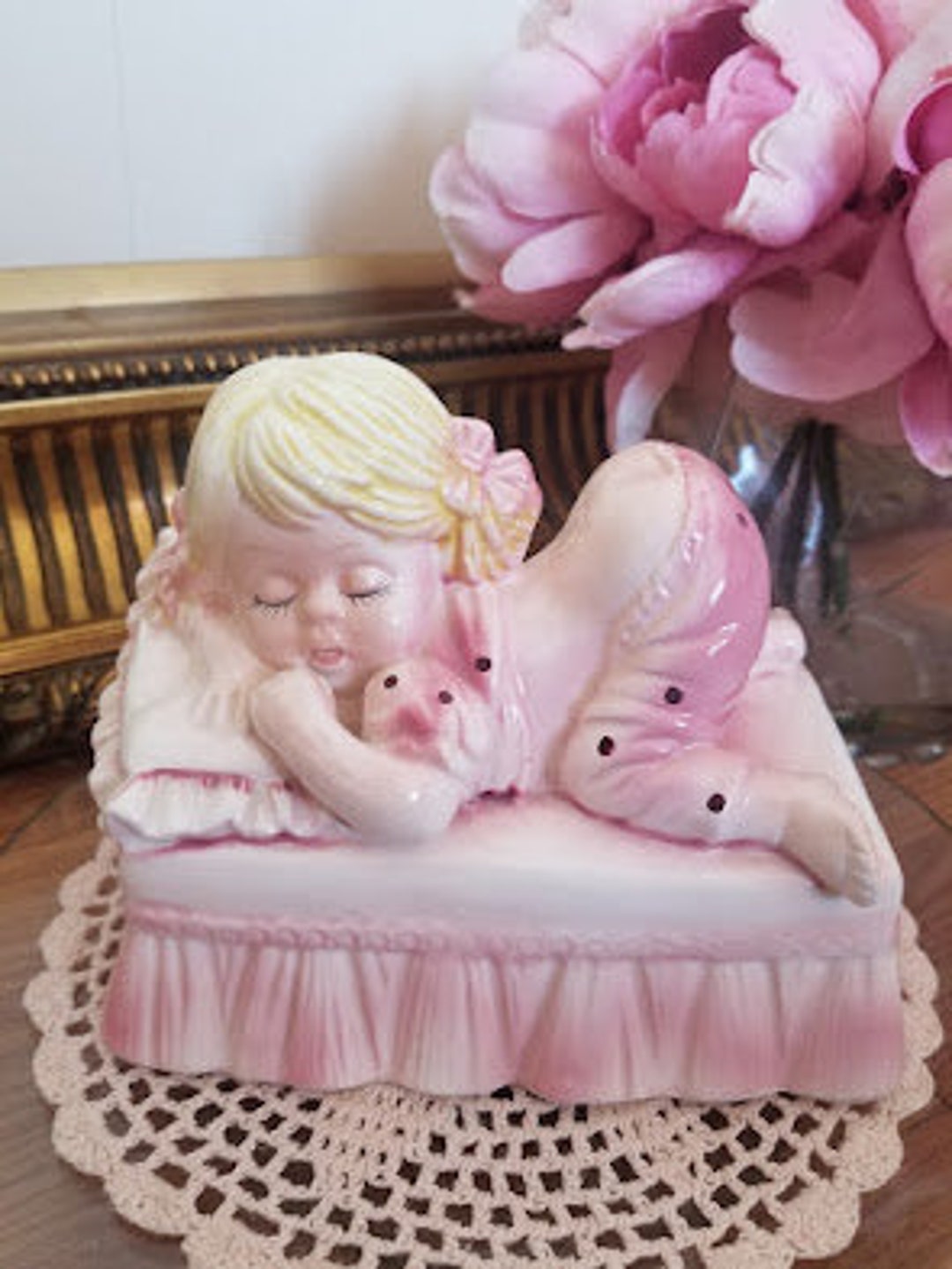Vintage Kitsch Little Sleeping Girl Piggy Bank Money Box - Etsy