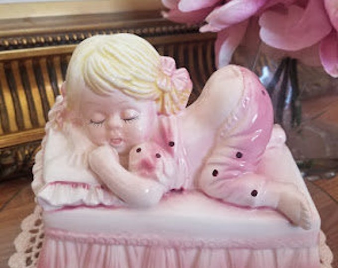Vintage Kitsch Little Sleeping Girl Piggy Bank Money Box - Etsy