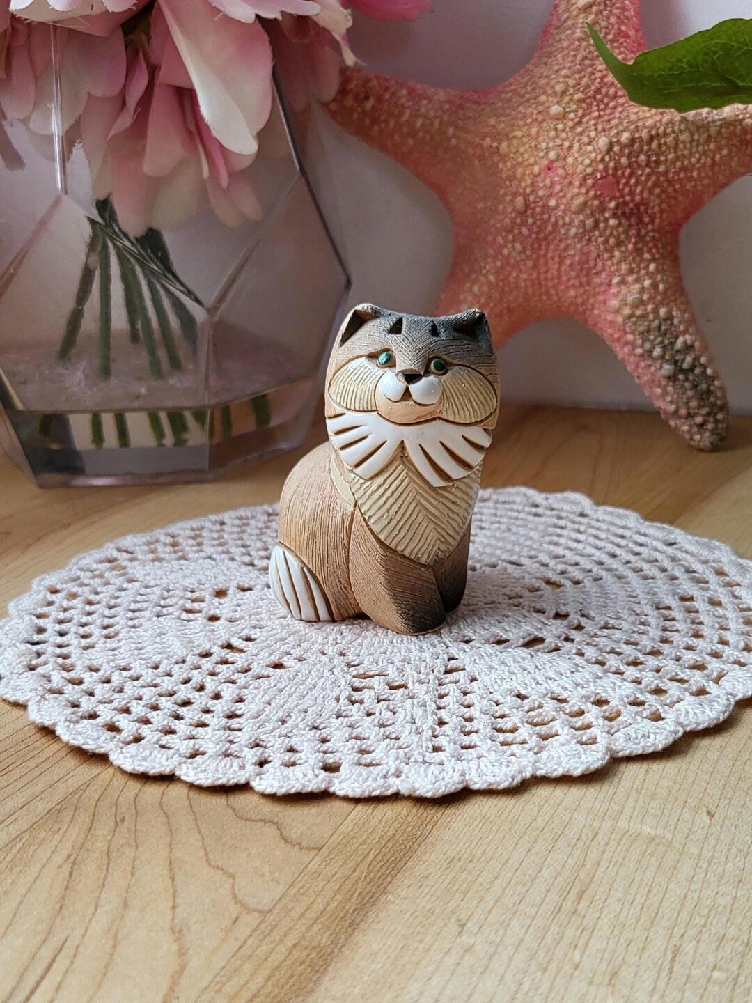 Vintage Cute Artesania Rinconada Cat Figurine. Signed. Totem Style. Cat ...