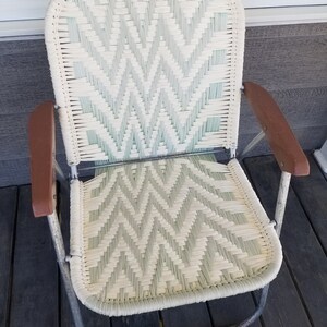 Vintage Folding Macrame Lawn Chair Royal Aluminum Folding Beach Choice ...