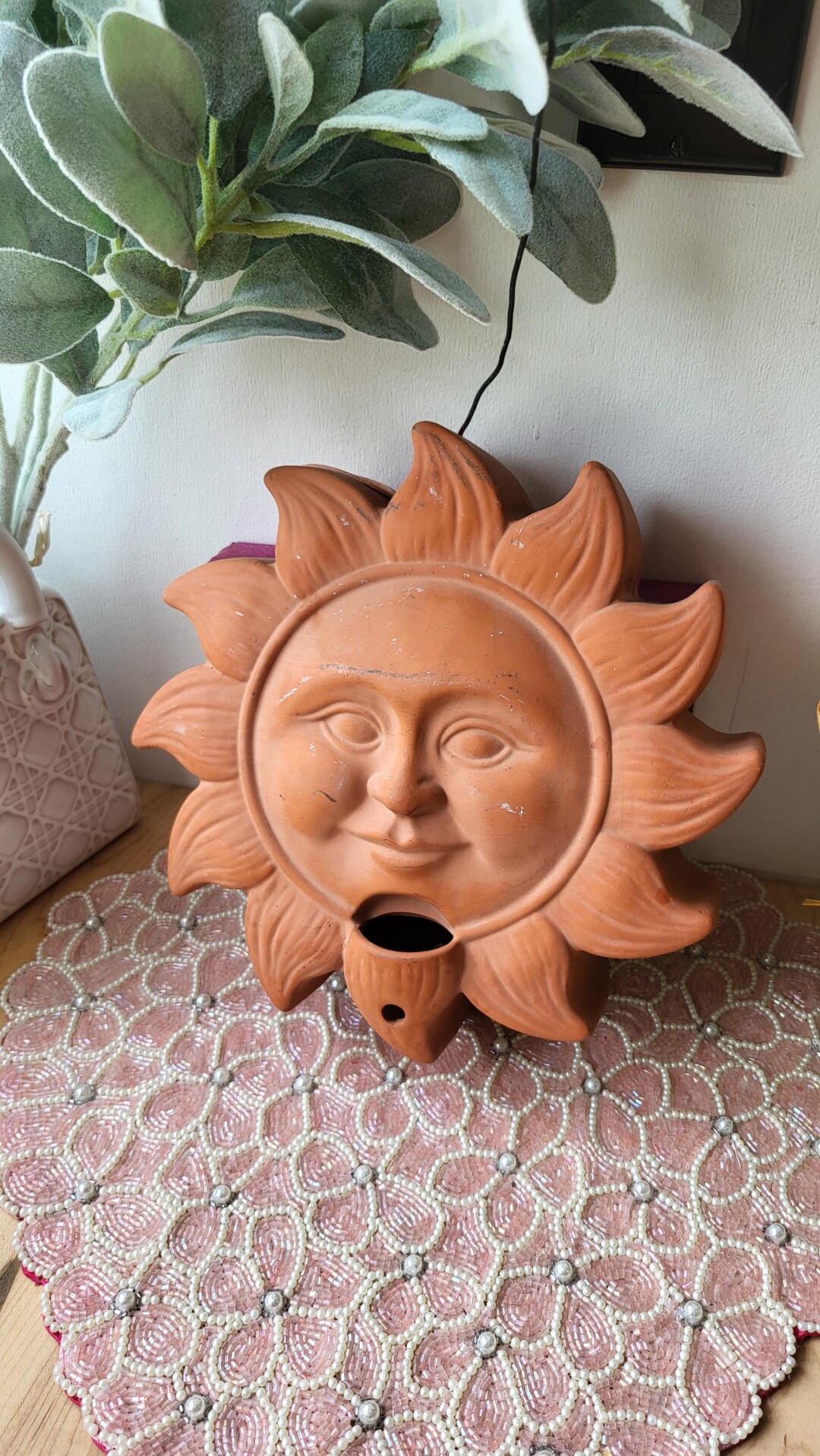 Vintage 1994 Terracotta Pottery Celestial Sun Smiling Face Wall Decor ...