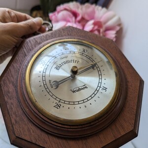 Vintage Barometer Octagon Shape Barometer Oak Wall Barometer Verichron ...