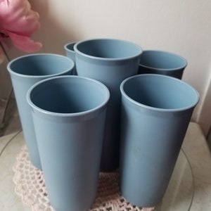 Vintage Set of 6 Tupperware Cups Tumblers Blue Made in USA - Etsy