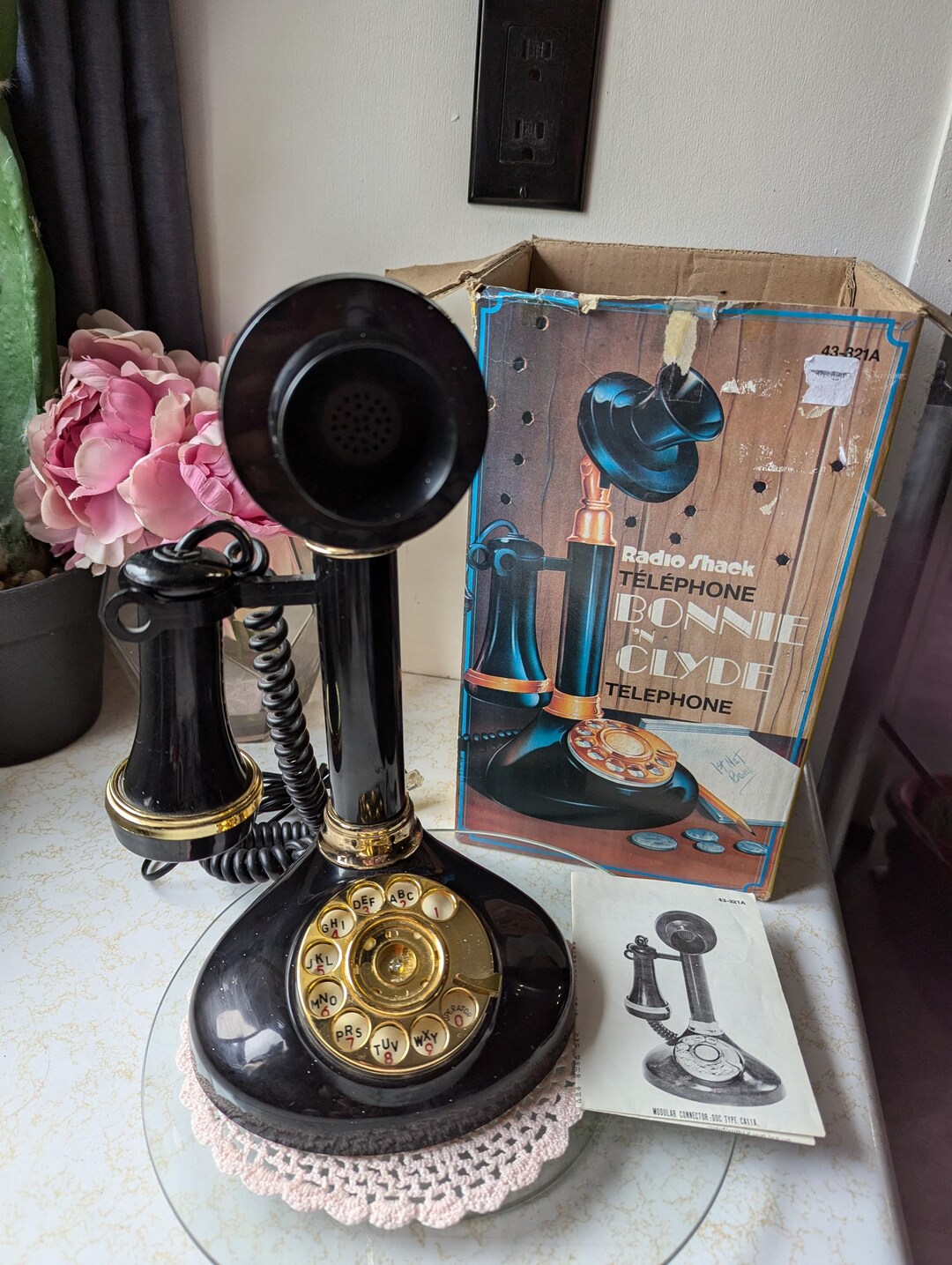 Vintage 70's Bonnie & Clyde Series Candlestick Rotary Phone Telephone ...