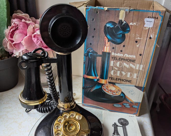 Vintage 70's Bonnie & Clyde Series Candlestick Rotary Phone Telephone ...
