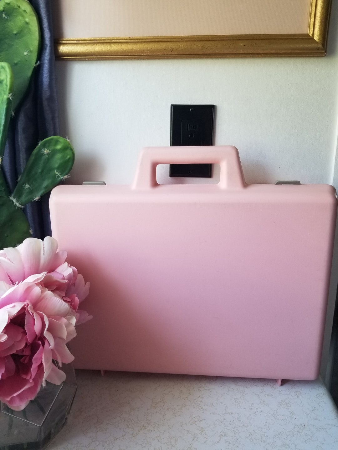 Vintage Soft Pink Plastic Carrying Case - Etsy