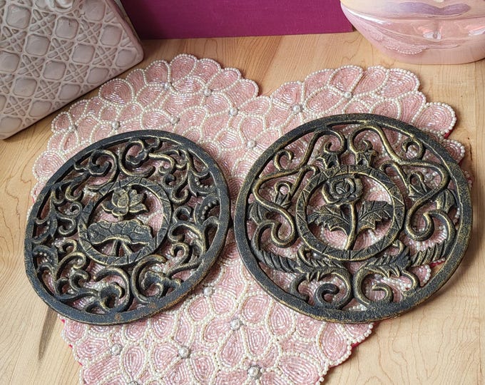 Vintage Set of 2 Copper Colored Bird Trivets - Etsy