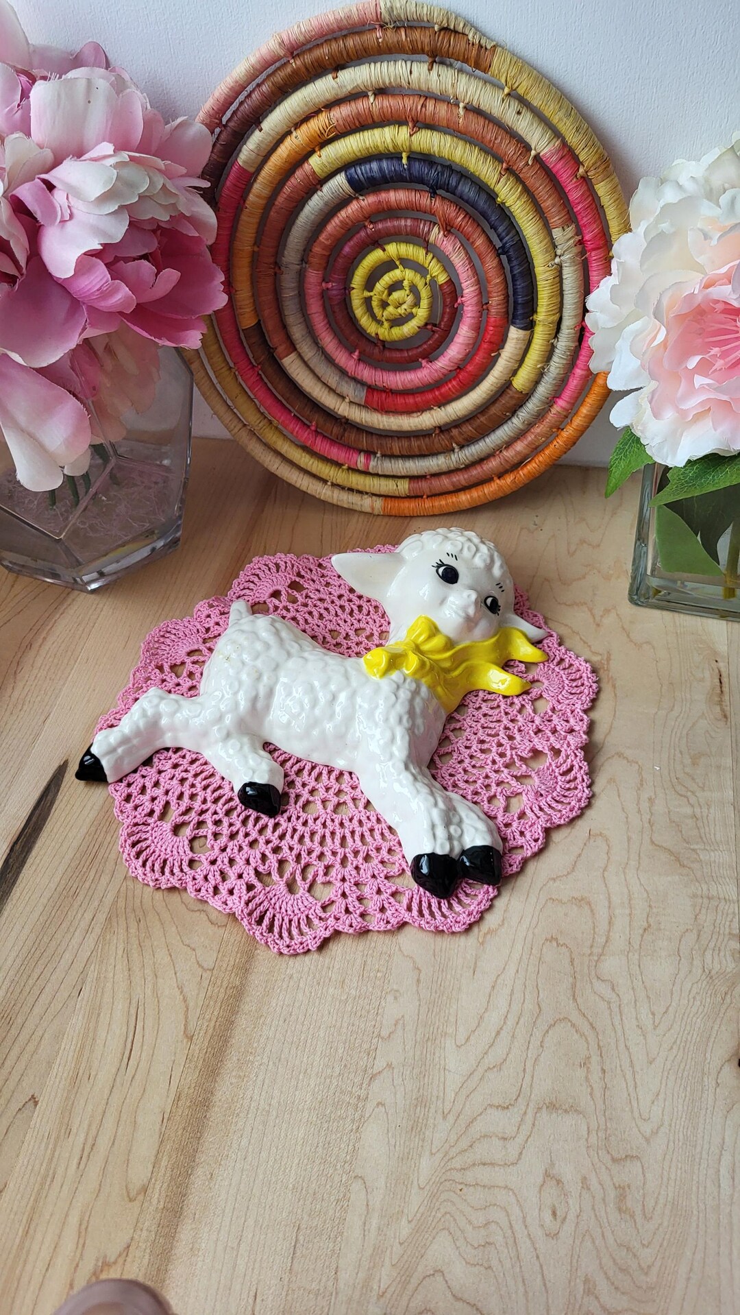 Vintage MCM Little Kitsch Lamb Nursery Decor Wall Hanging Mary's Little ...