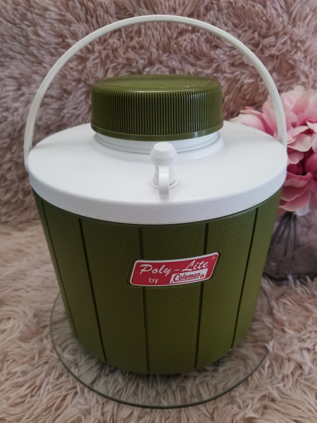 Vintage Green 70's Poly-lite Coleman Drink Cooler, Beverage Cooler ...