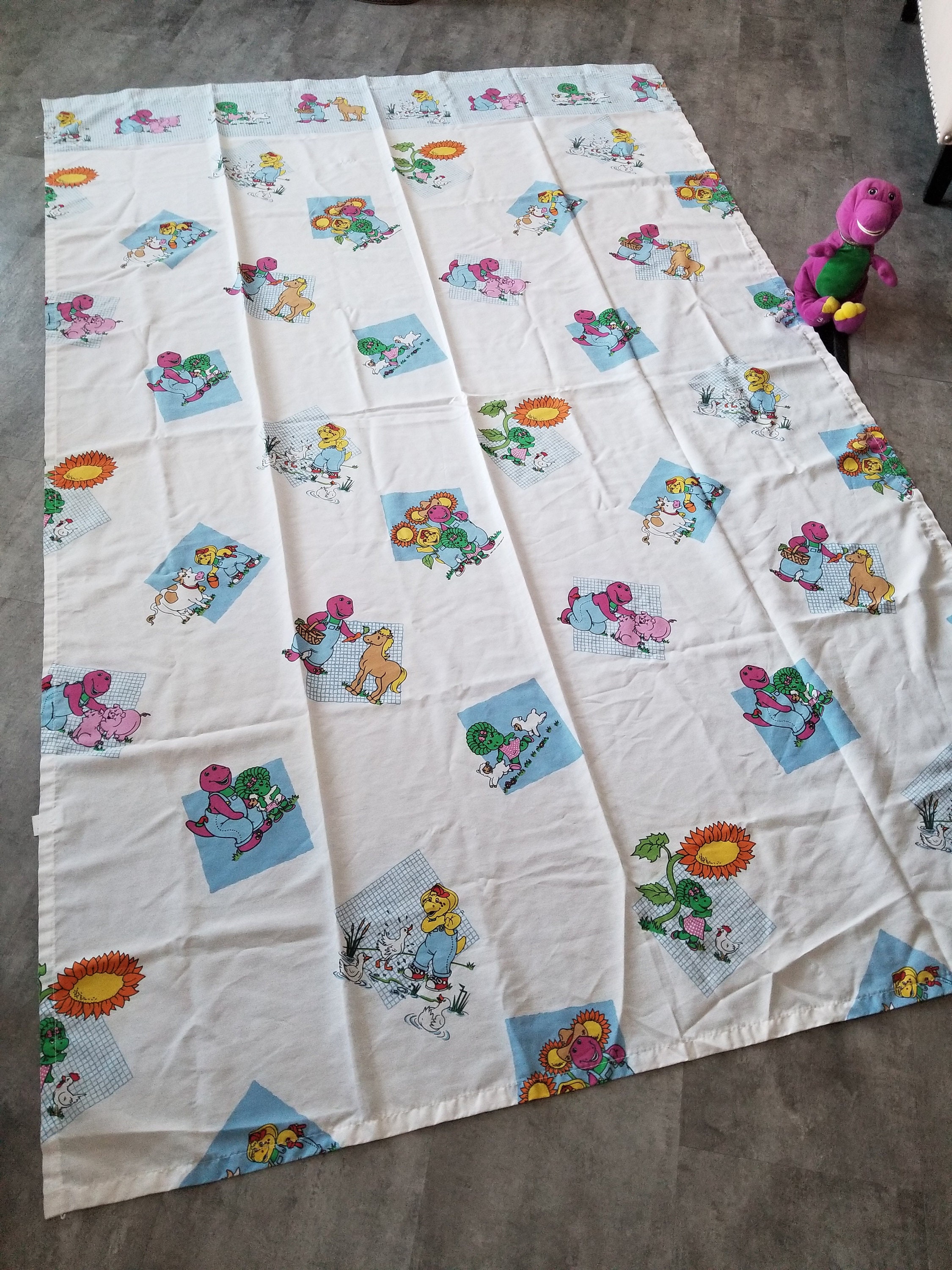 Vintage Barney Toddler Bed Sized Flat Sheet / Circa 90s - Etsy