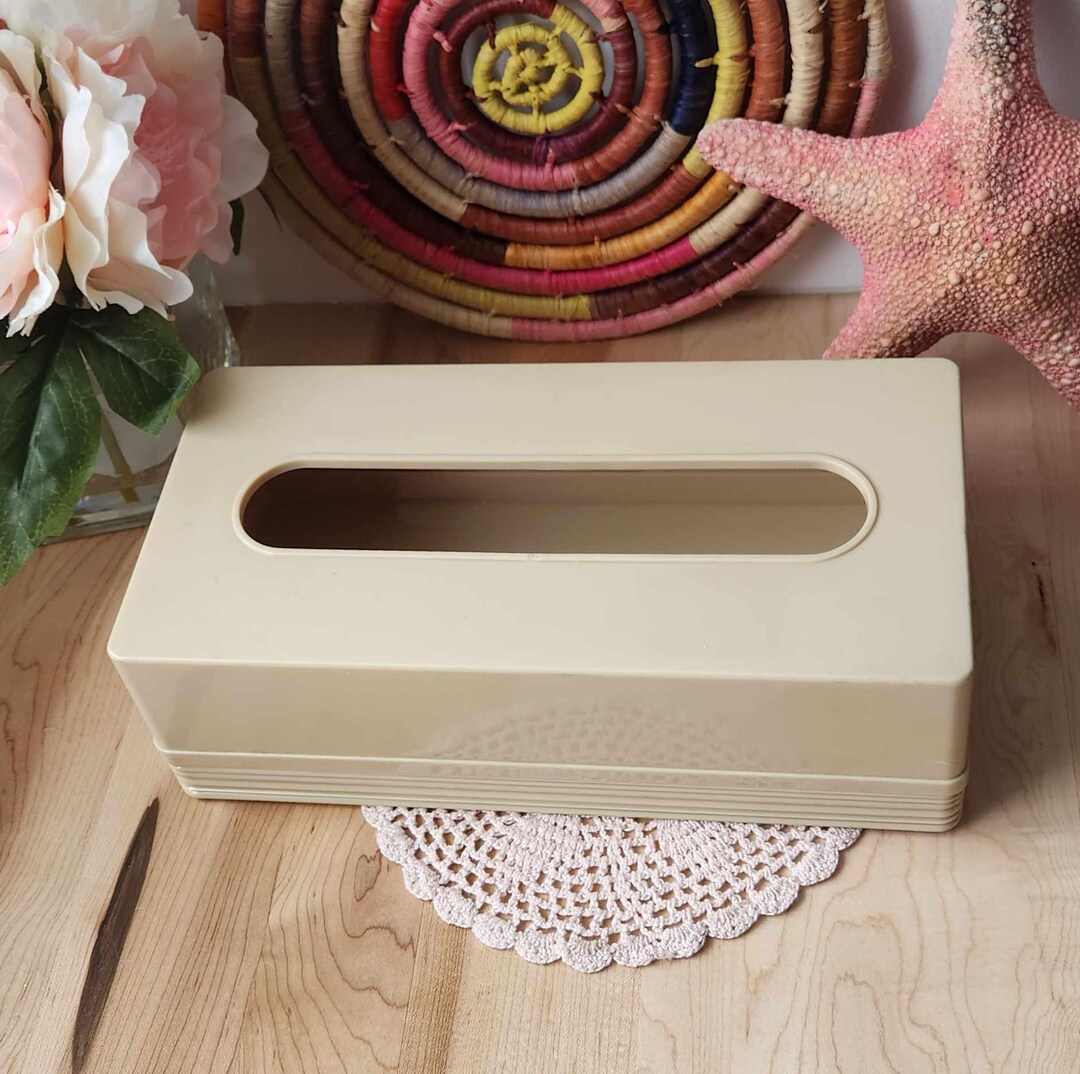 Vintage Angular Tissue Box Cover. Cream. Plastic. 2 Pcs. - Etsy