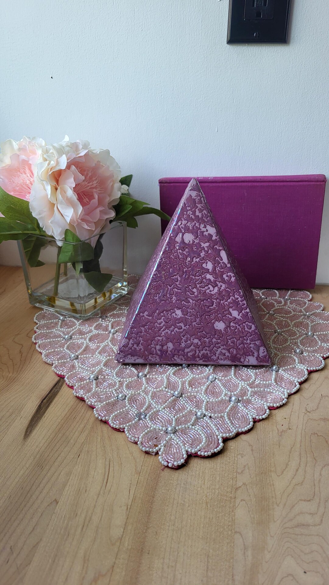 Vintage Ceramic Pyramid Glossy Purple Lavender Iridescent Halo Luster ...