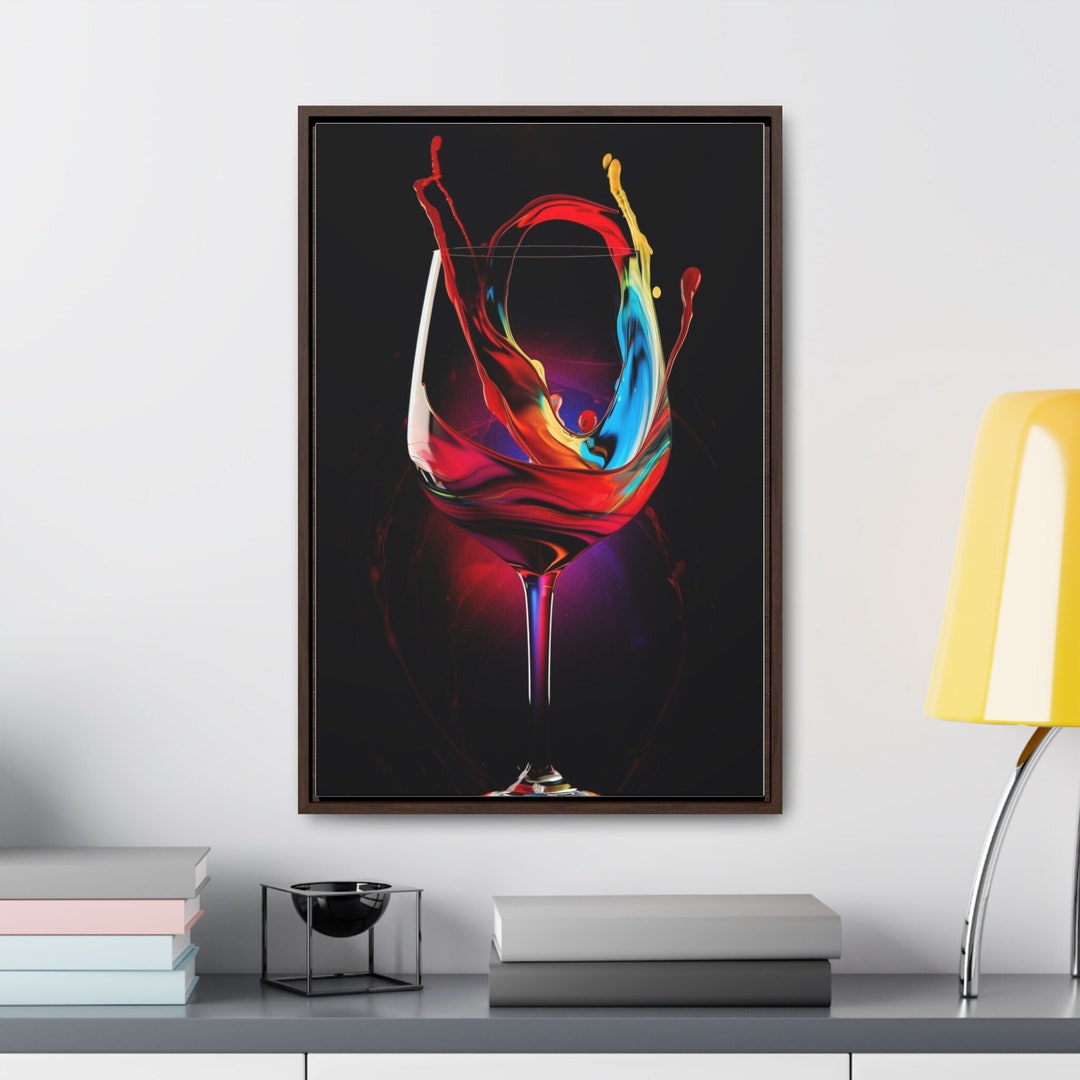When It Pours Abstract Wine Canvas Art Wine Canvas Wall Art Framed Wine ...