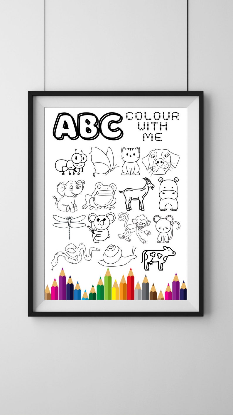 ABC Colour With Me, Printable Cute Animal Coloring Page | Easy Fun ...