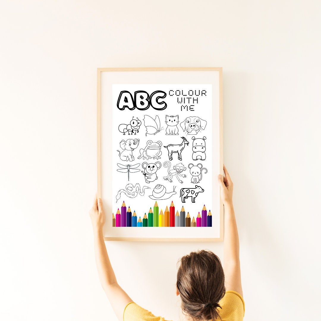 ABC Colour With Me, Printable Cute Animal Coloring Page | Easy Fun ...