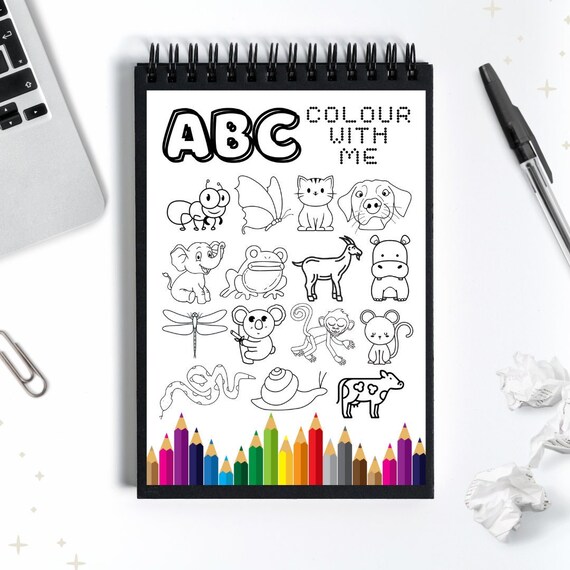 ABC Colour With Me Printable Cute Animal Coloring Page Easy - Etsy