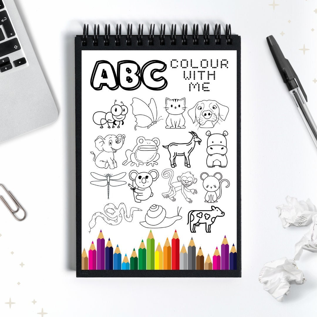 ABC Colour With Me, Printable Cute Animal Coloring Page | Easy Fun ...