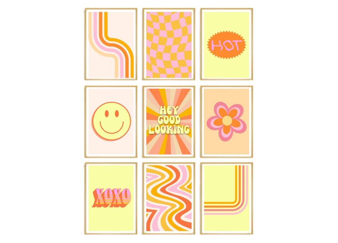 A4 Pastel Retro Gallery Set Print, Quotes Print, Poster Print, Wall Art ...