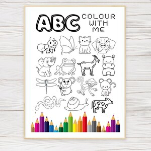 ABC Colour With Me, Printable Cute Animal Coloring Page | Easy Fun ...