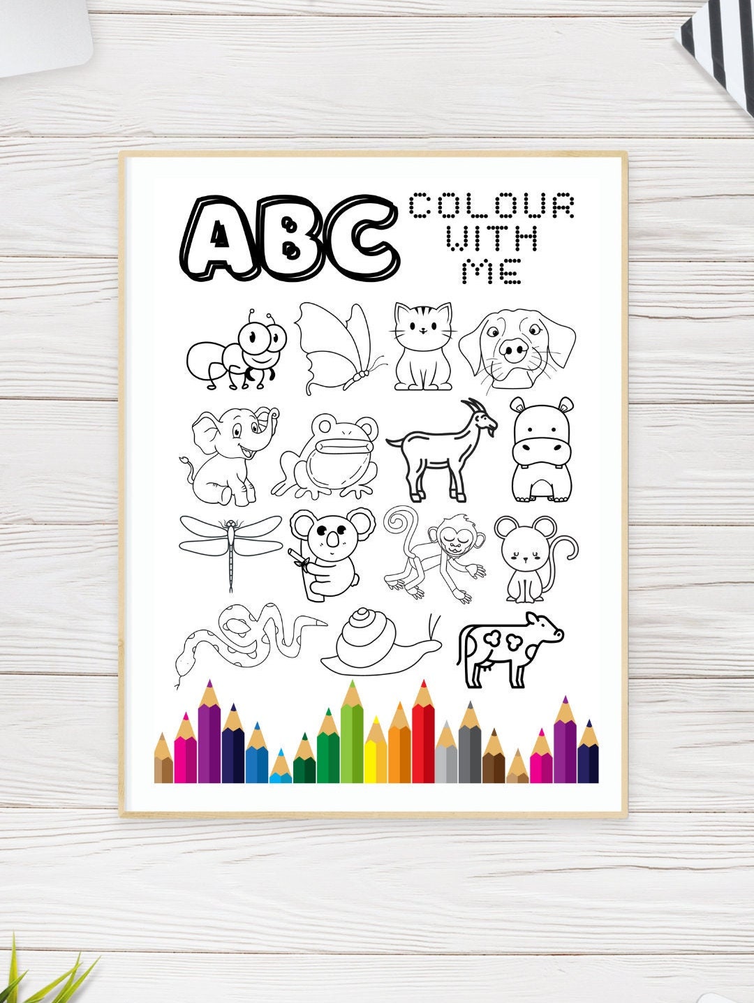 ABC Colour With Me, Printable Cute Animal Coloring Page | Easy Fun ...