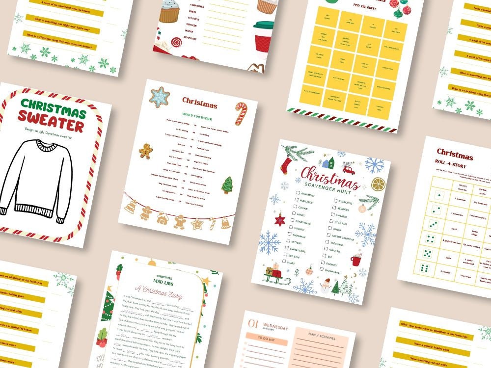 Printable Christmas Game Bundle Printable Instant Download Holiday ...
