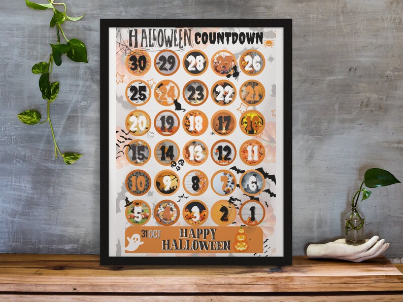 Halloween Countdown Calendar Printable October Wall Art - Etsy