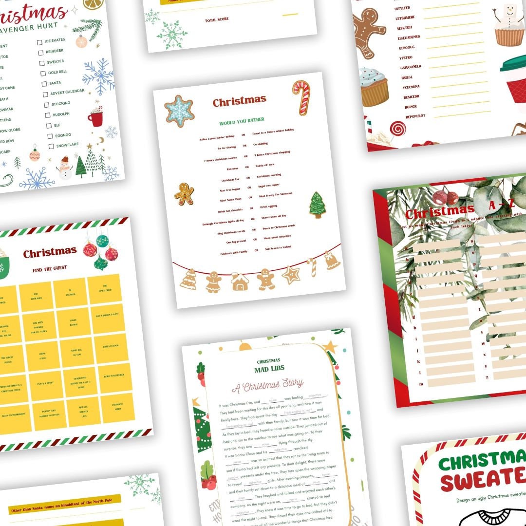 Printable Christmas Game Bundle Printable Instant Download Holiday ...